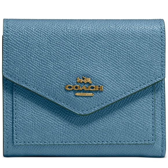 Coach | Bags | Coach Pacific Blue Trifold Wallet In Crossgrain Leather ...